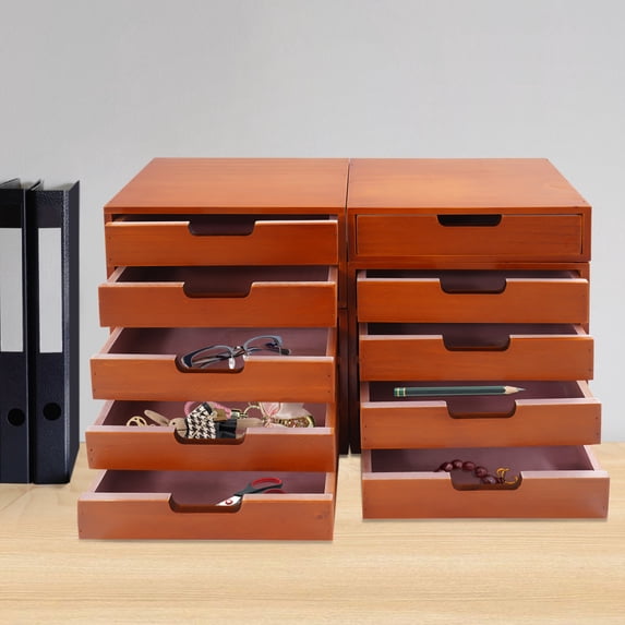 Desktop Storage Organizers, Rectangular Desktop Wood Stackable Drawer ...