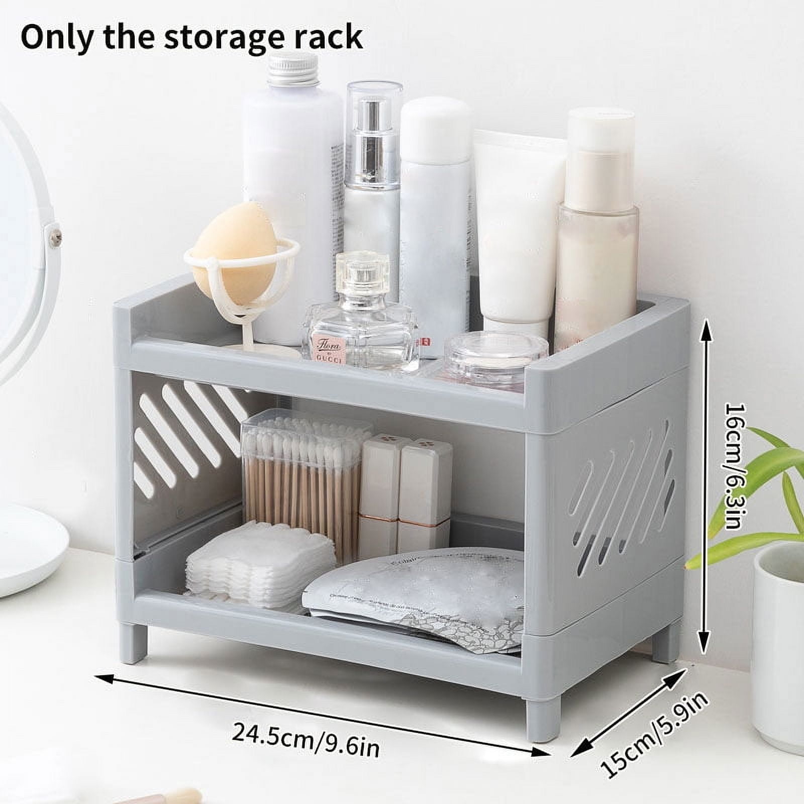 Desktop Storage Rised Shelf Double-layer Cosmetics Sorting Organizer ...