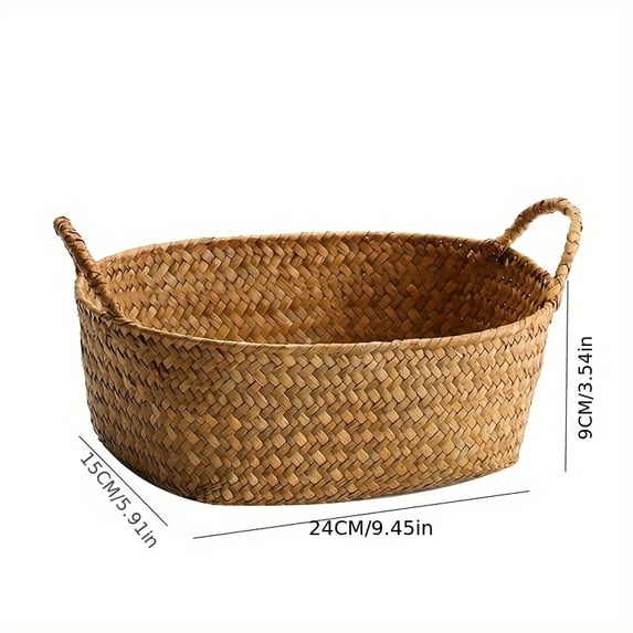 Desktop Straw Handheld Storage Baskets Candy Fruit Basket Family ...