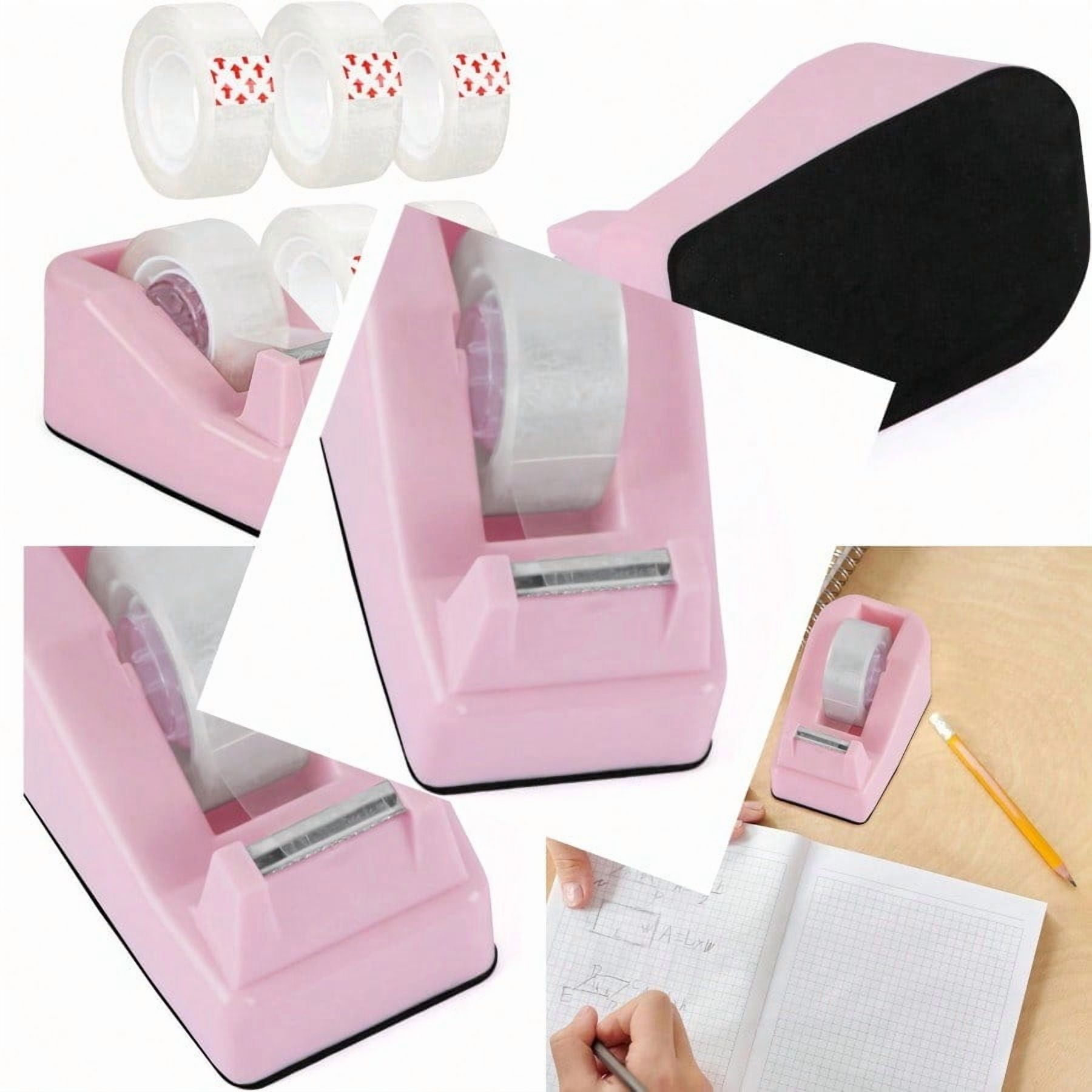 Desktop Tape Dispenser Pink with Weighted Noid Base - Includes 6 Rolls ...