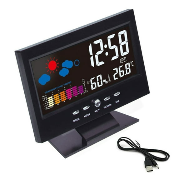 Desktop Temperature Humidity Meter Weather Stations Clock With Comfort ...