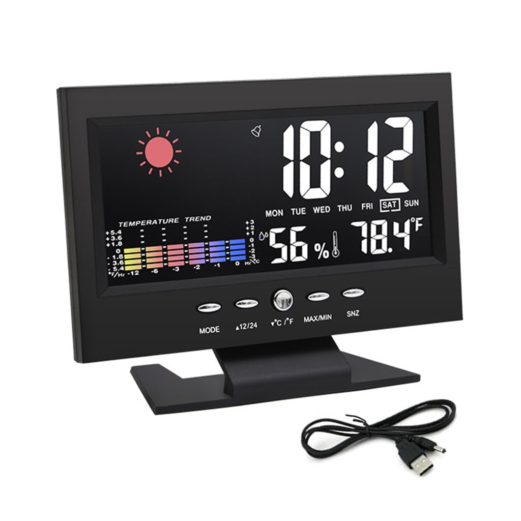 Desktop Temperature Humidity Meter Weather Stations Clock With Comfort ...
