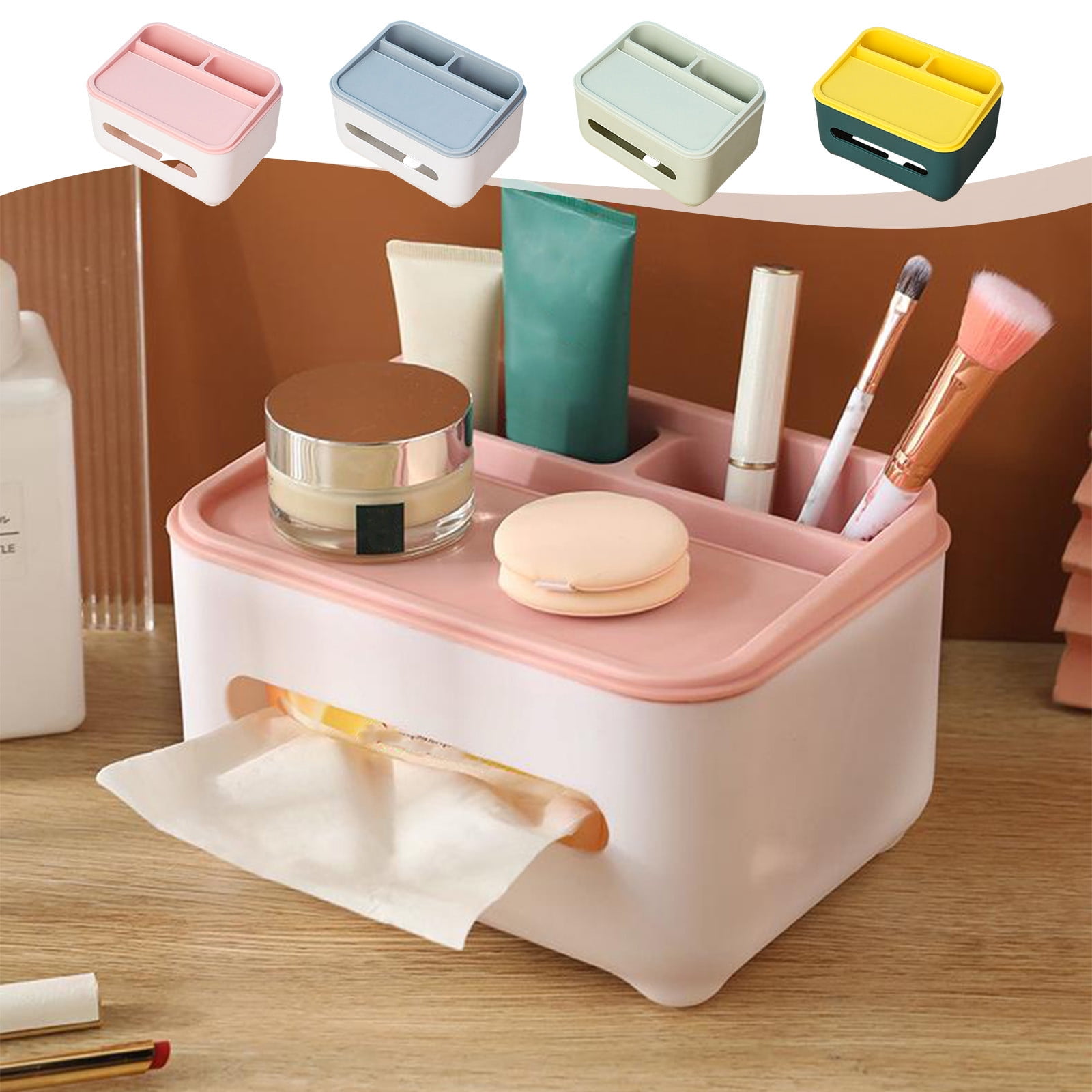 Desktop Tissue Box Wall-Mounted Organizer, Multi-Compartment Paper ...