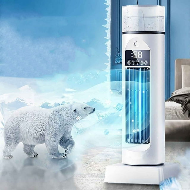 Desktop Tower Fan, Cooling Air Conditioner, 3-Speed Remote Control ...