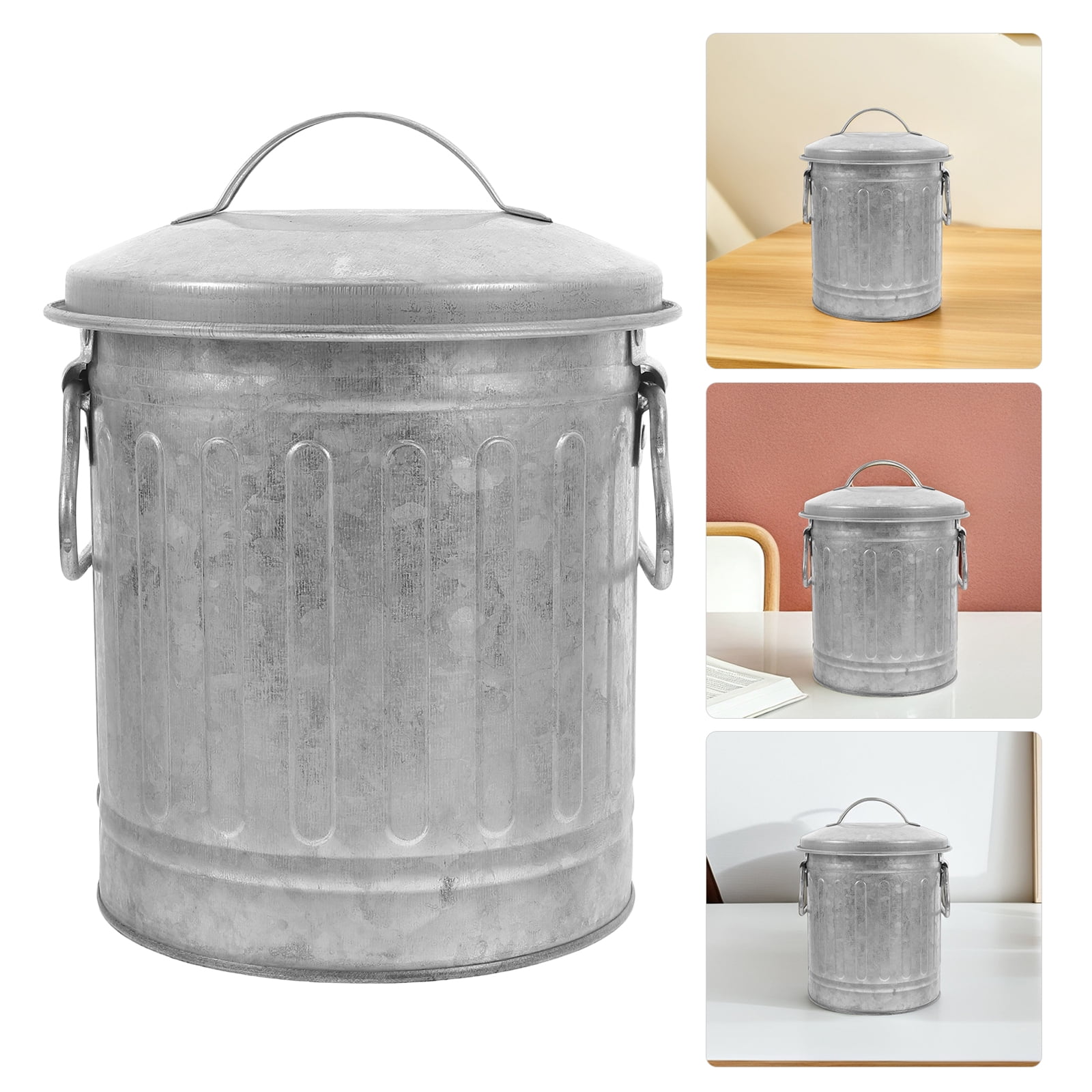 TOYMYTOY small wastebasket Desktop Trash Can Silver Iron 1Set Back to ...