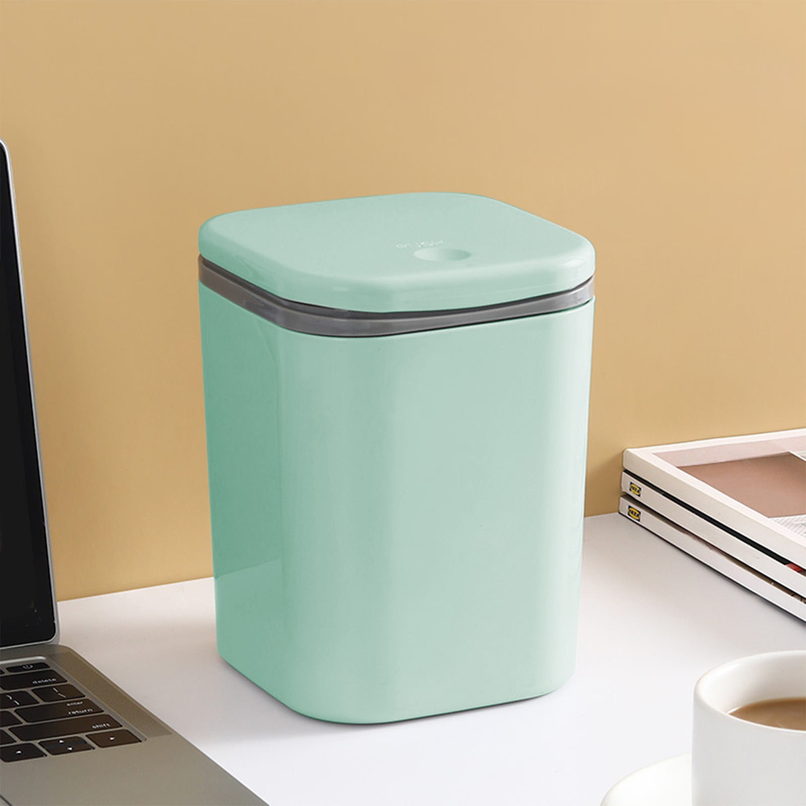 Desktop Trash Can | Compact Plastic Slow-Drop Waste Bin with Odor ...
