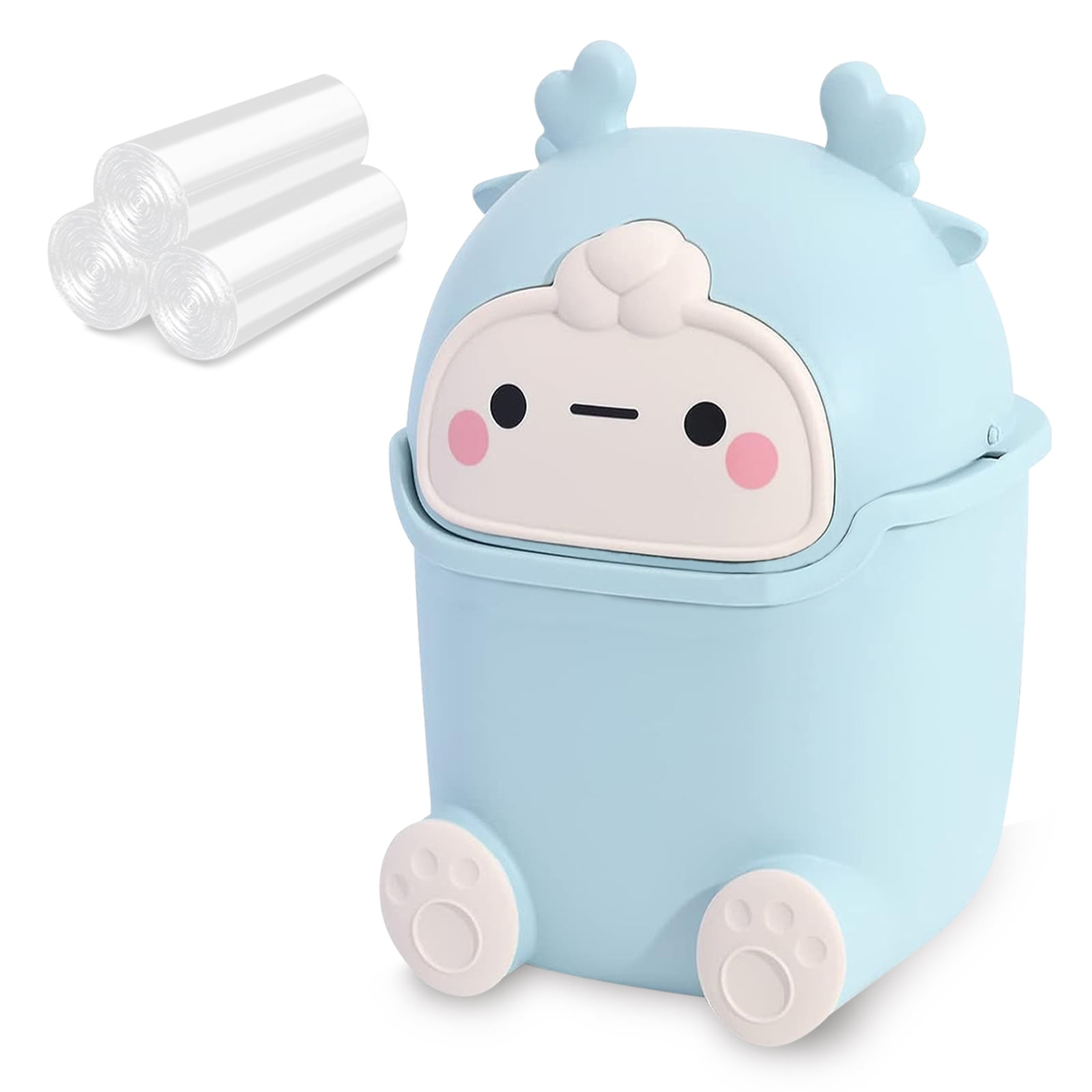 Desktop Trash Can, Cute Mini Garbage Can with 90Pcs Trash Bags, Plastic ...