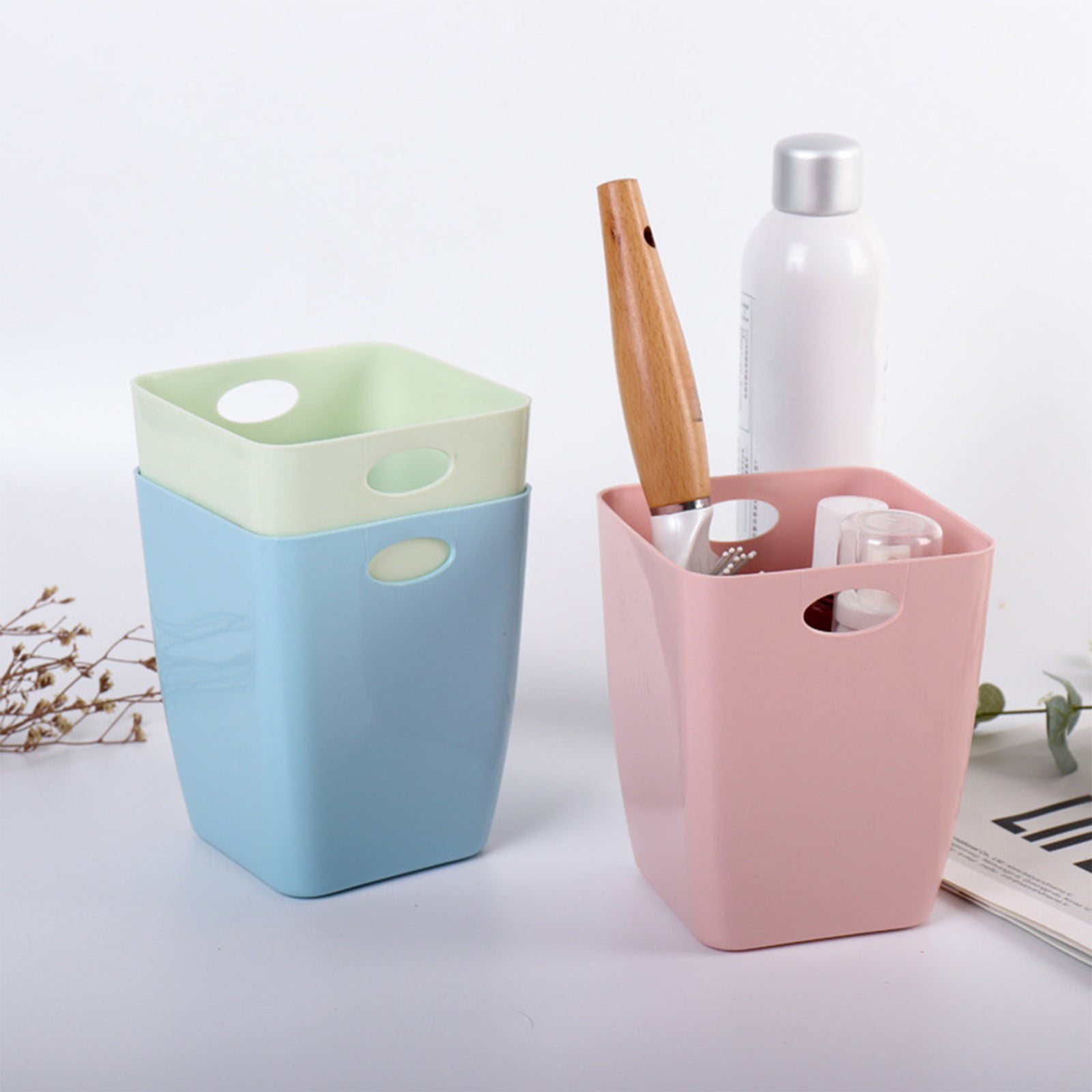 Desktop Trash Can Mini Storage Bin | Lidless Plastic Trash Can for Home ...