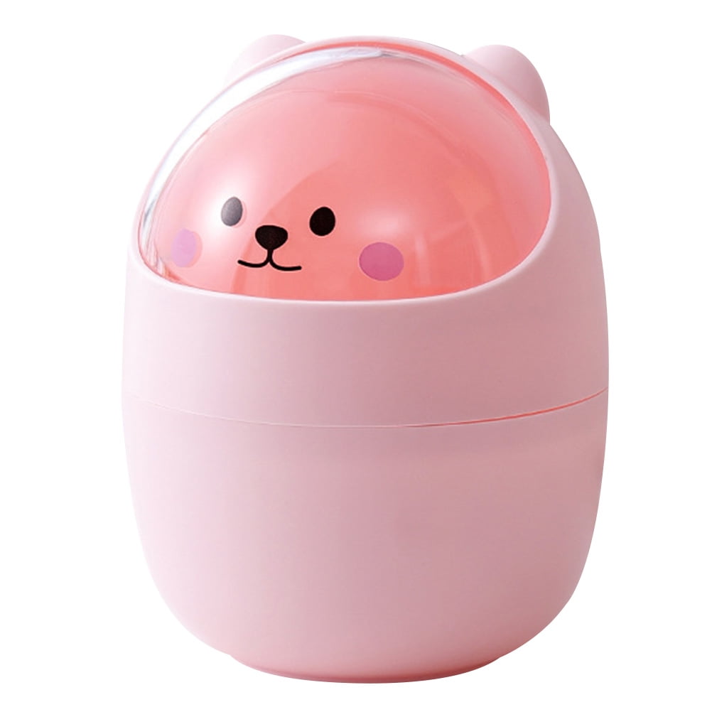 Raindrops Pink Mini Trash Can with Lid for Home Made of Premium Plastic ...