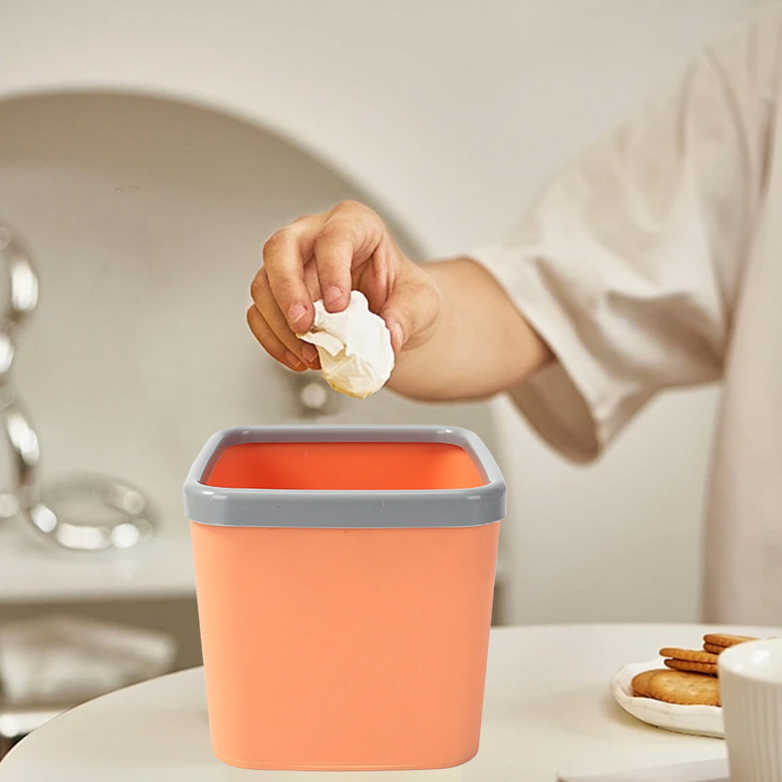 Desktop Trash Can Plastic | Slim Space-Saving Garbage Basket for Home ...