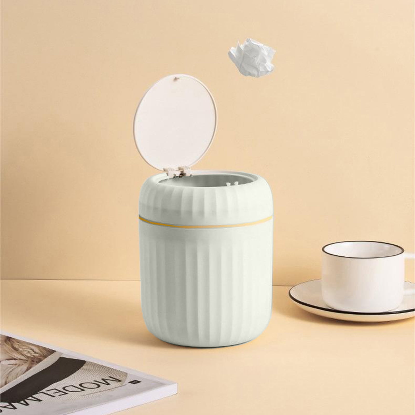 Desktop Trash Can with Press-Top Lid | Small Office & Home Mini Garbage ...