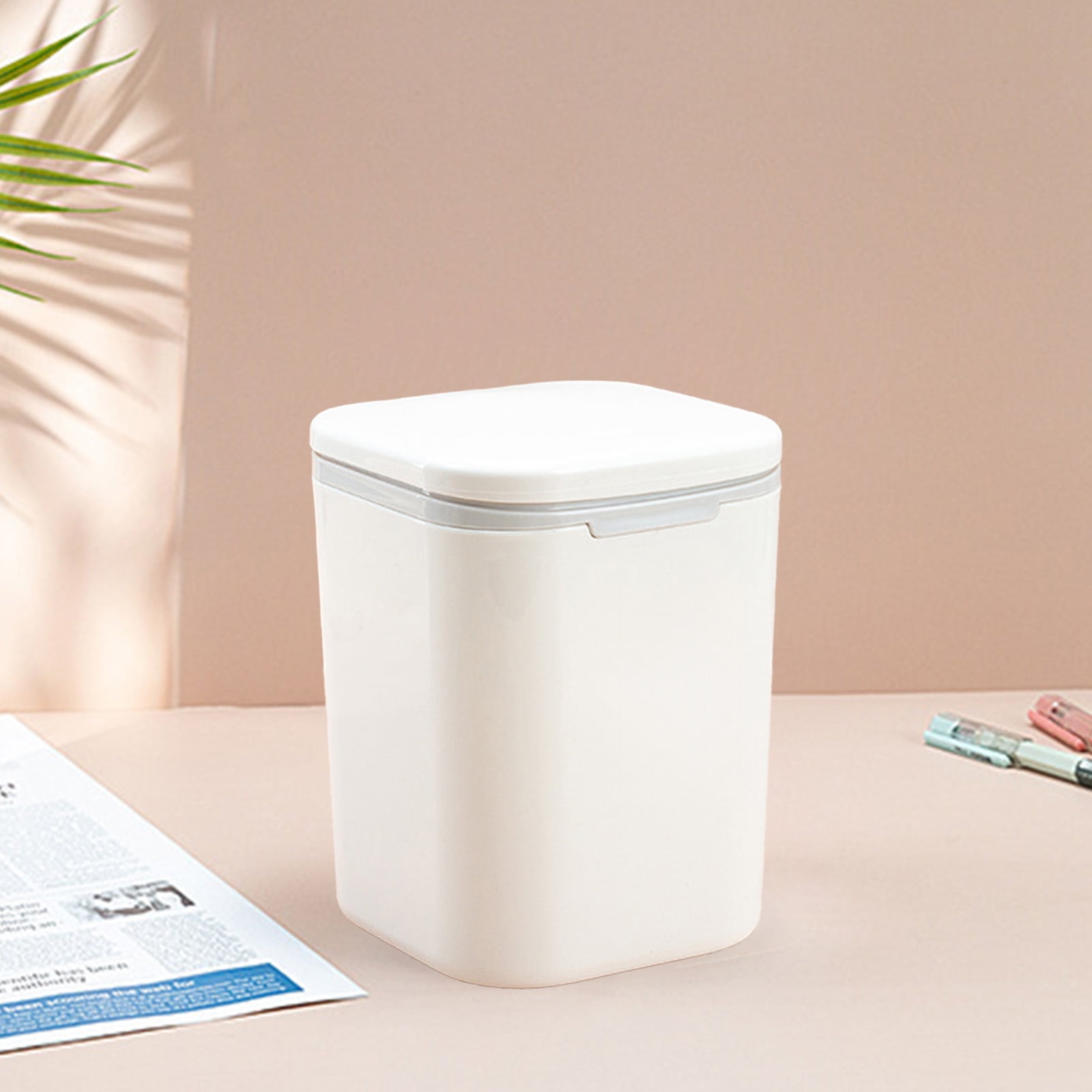 Desktop Trash Can, Small Plastic Garbage Bin with Lid for Home Office ...
