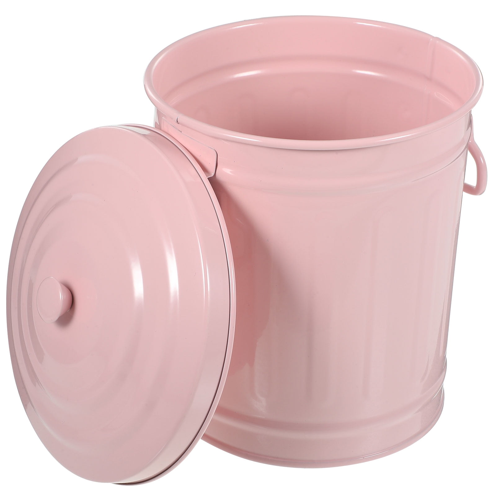 Desktop Trash Can Trash Can with Lid Pen Holder Small Galvanized Trash ...