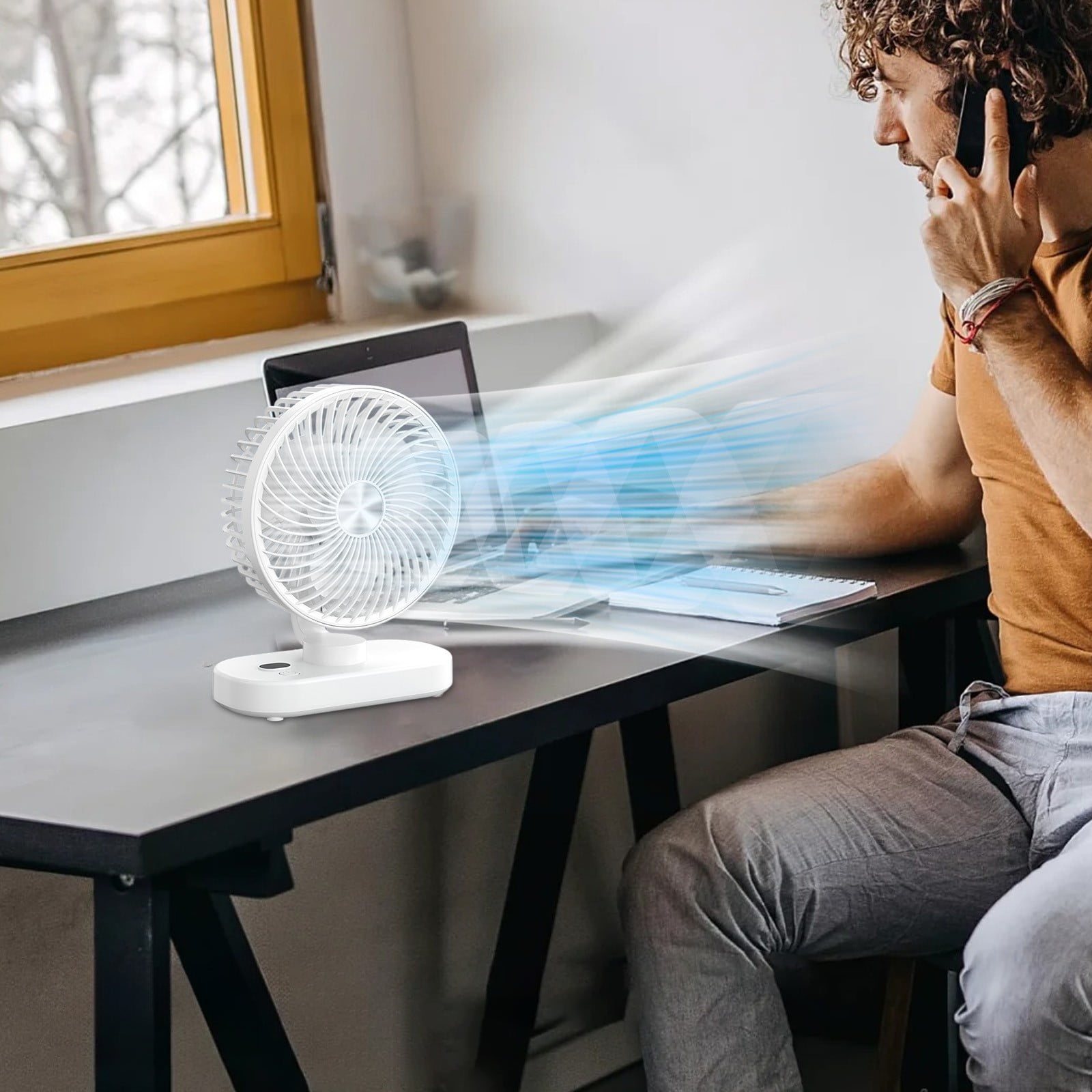 Desktop USB Fan, Portable Hanging Office Fan, Digital Display, Corded ...