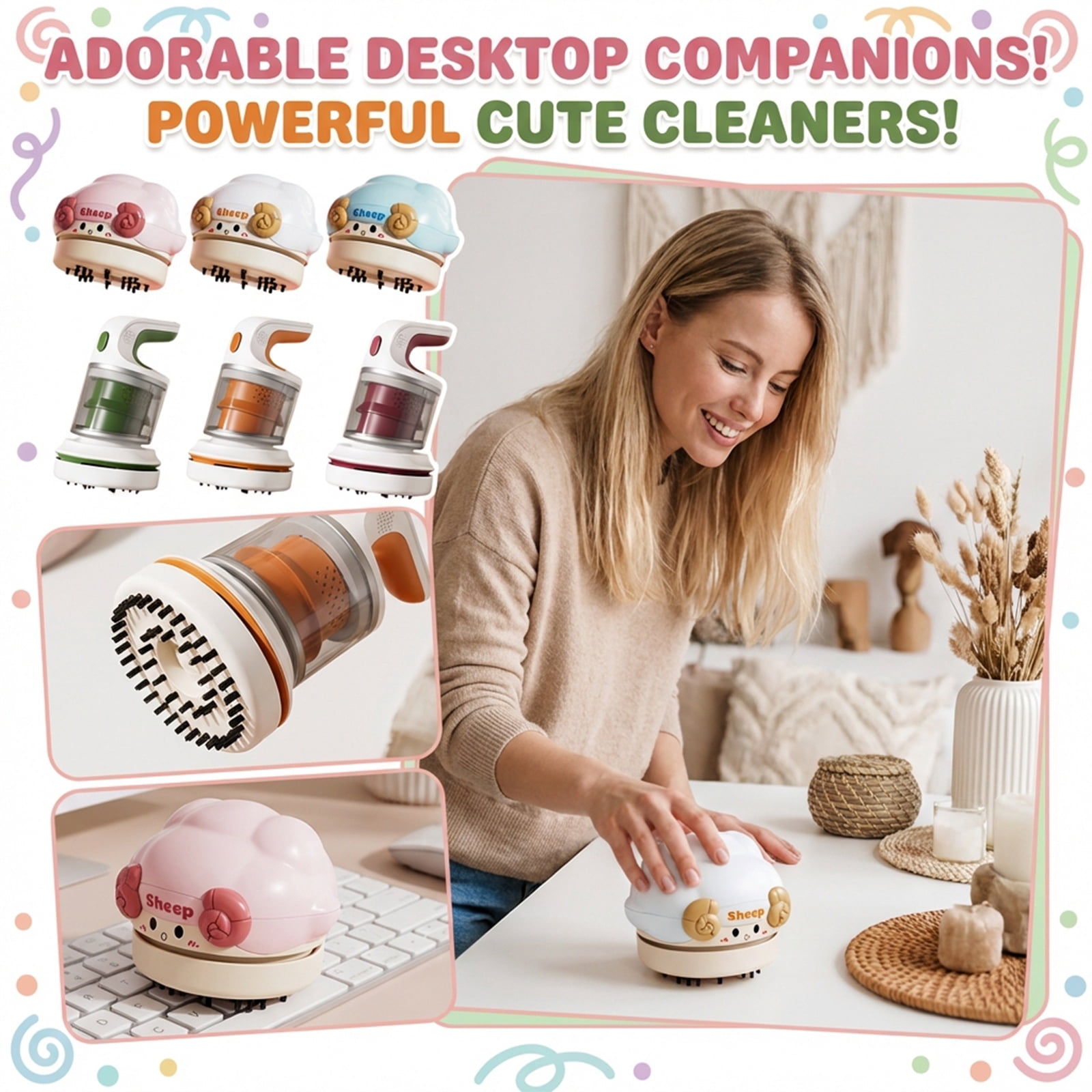 Desktop Vacuum Cleaner, Mini Portable Handheld USB Rechargeable ...