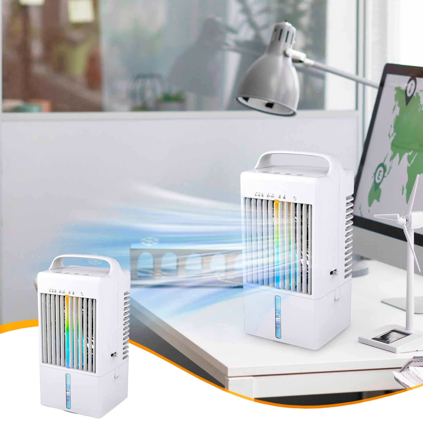 Desktop Water Cooler Fan with 4000-6000mAh Battery for Office 3 Speeds ...