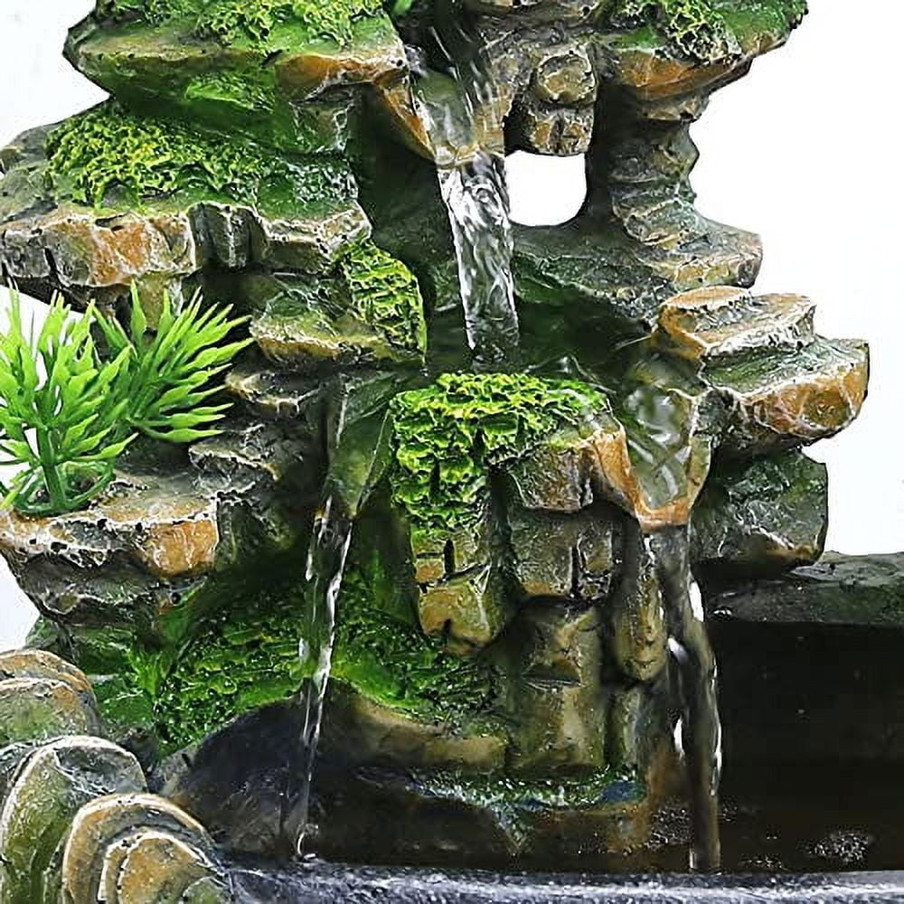 Desktop Waterfall Fountain with Automatic Pump and LED Lights | Indoor ...