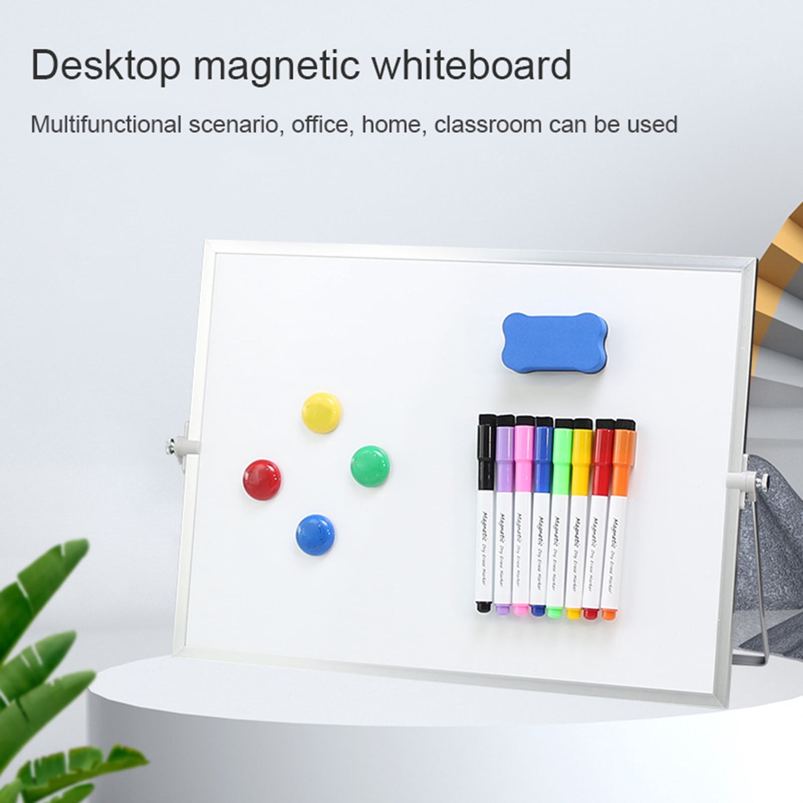 Desktop Whiteboard Double-Sided Magnetic with 360 Degree Rotatable ...