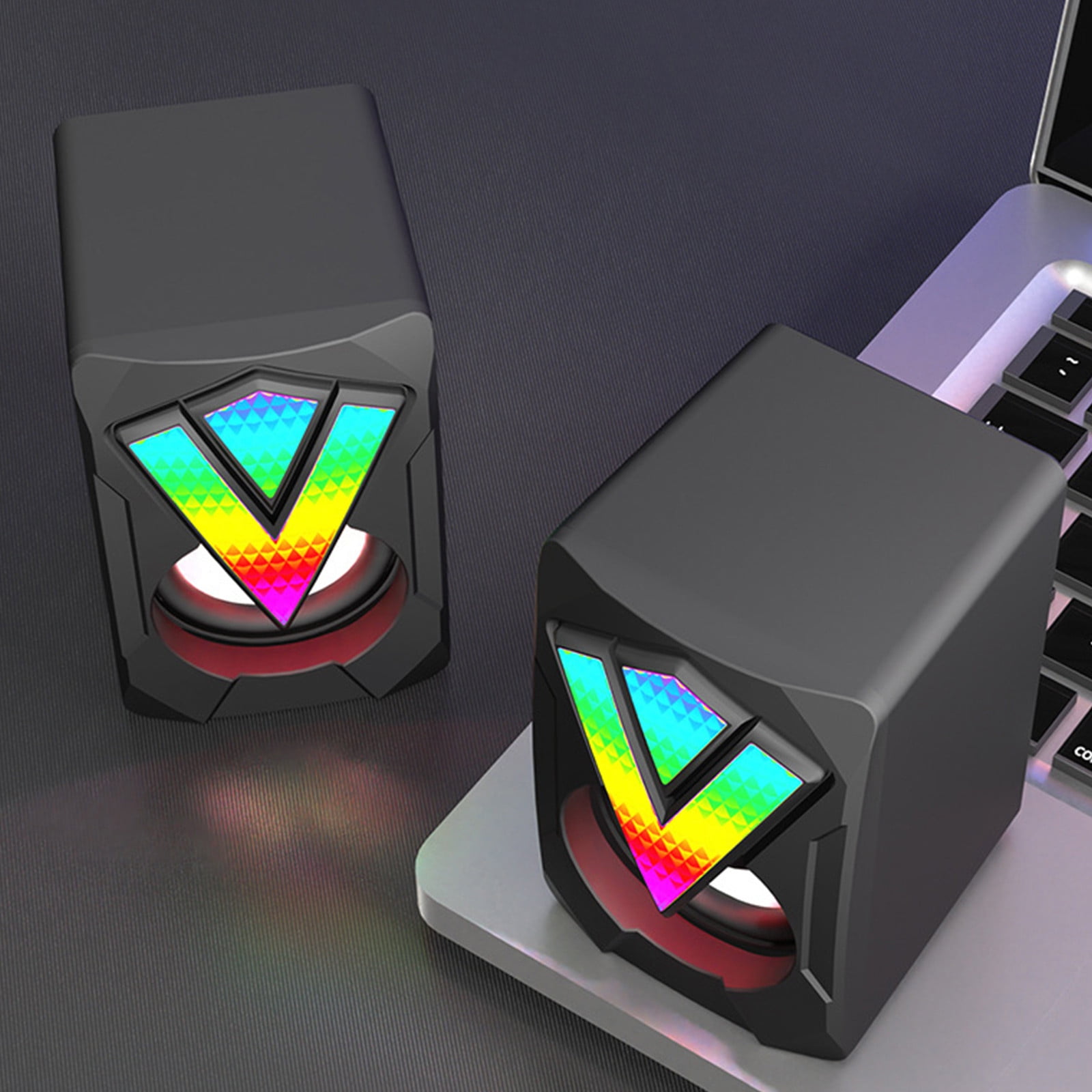 Desktop Wired RGB Speaker Mini USB HIFI Stereo Audio System Clear Sound ...