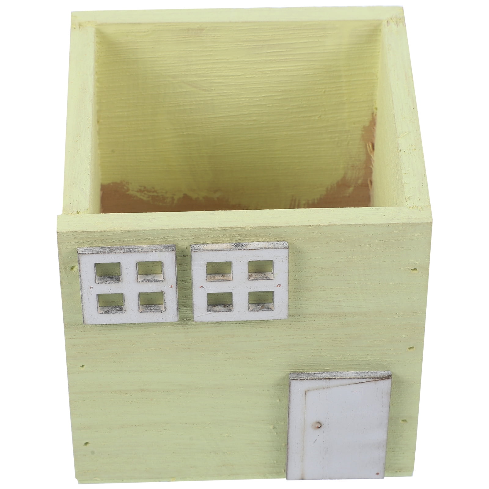 Wooden Flower Pot Small Yellow Planter for Storage Use Durable Retro ...