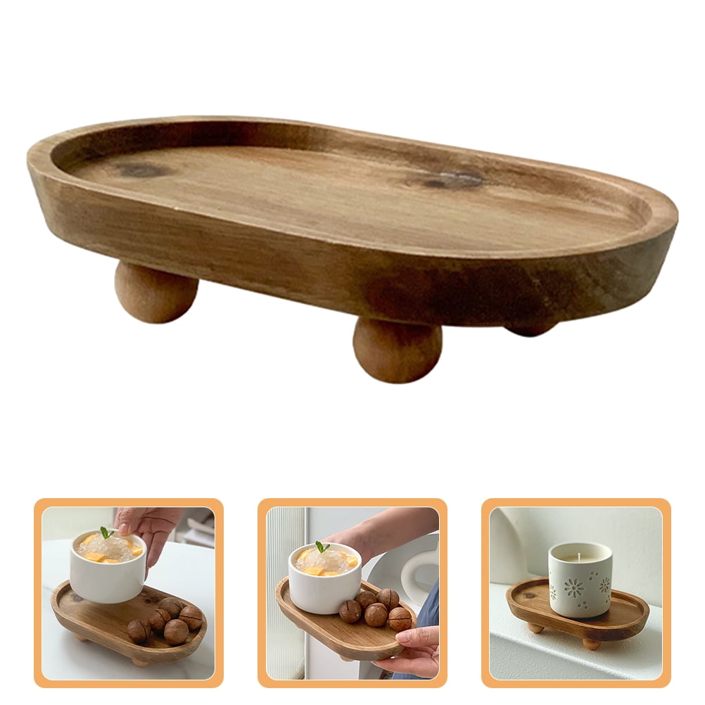 OUNONA Wooden Serving Tray Set Wood Platter Aromatherapy Key Plate for ...