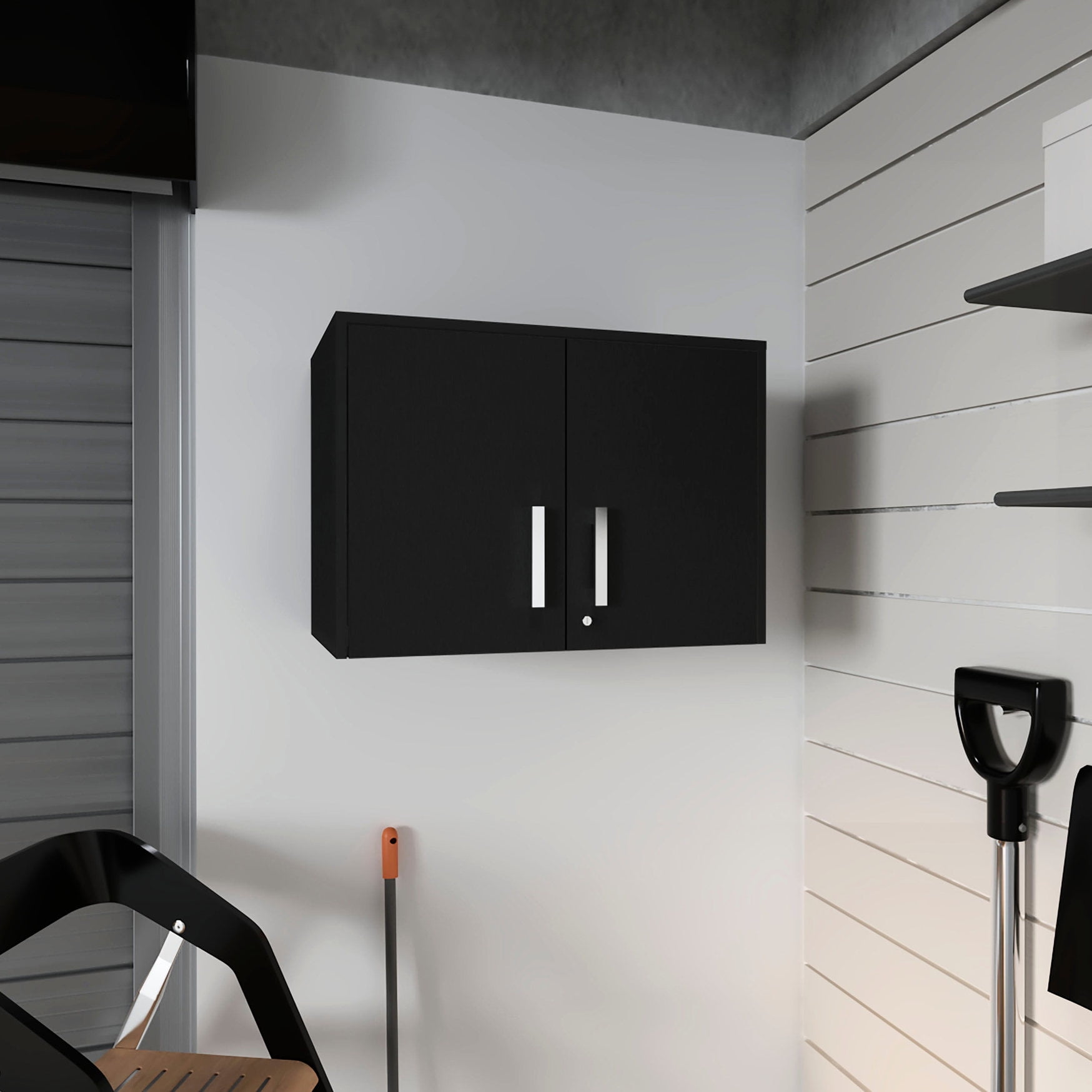 Desktop and internal shelves - Workspace and storage combined cabinet ...