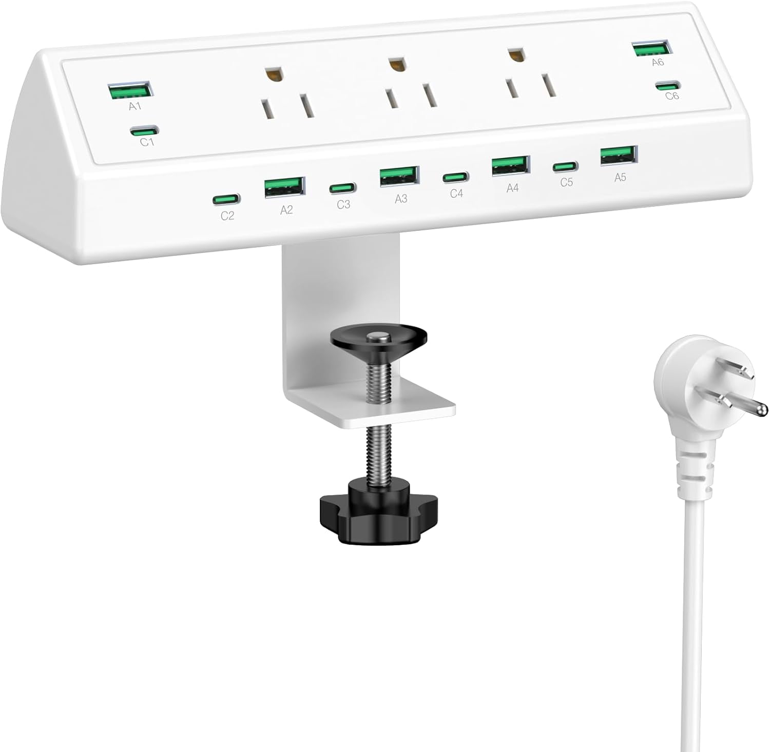 Desktop clip on power board, 12 USB ports, surge protector, power hub ...