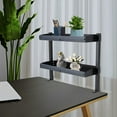 Black Clip-On Desk Shelf Rack 2-Storey Load-Bearing Storage Rack Large ...