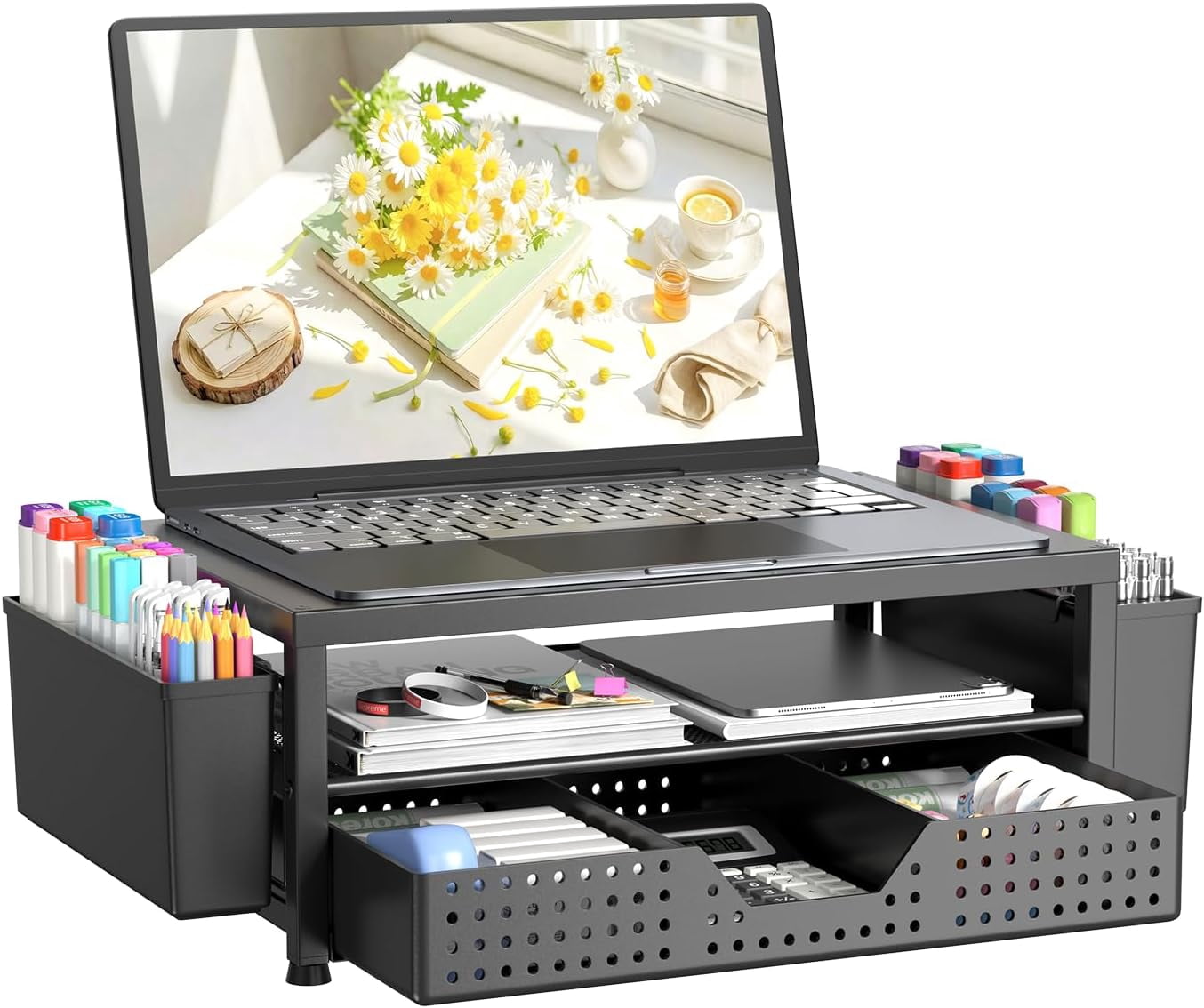 Desktop organization and accessories, double-layer computer monitor ...