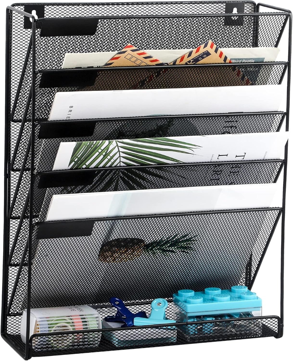 Desktop organizer grid with 6 layers, wall mounted file organizer rack ...
