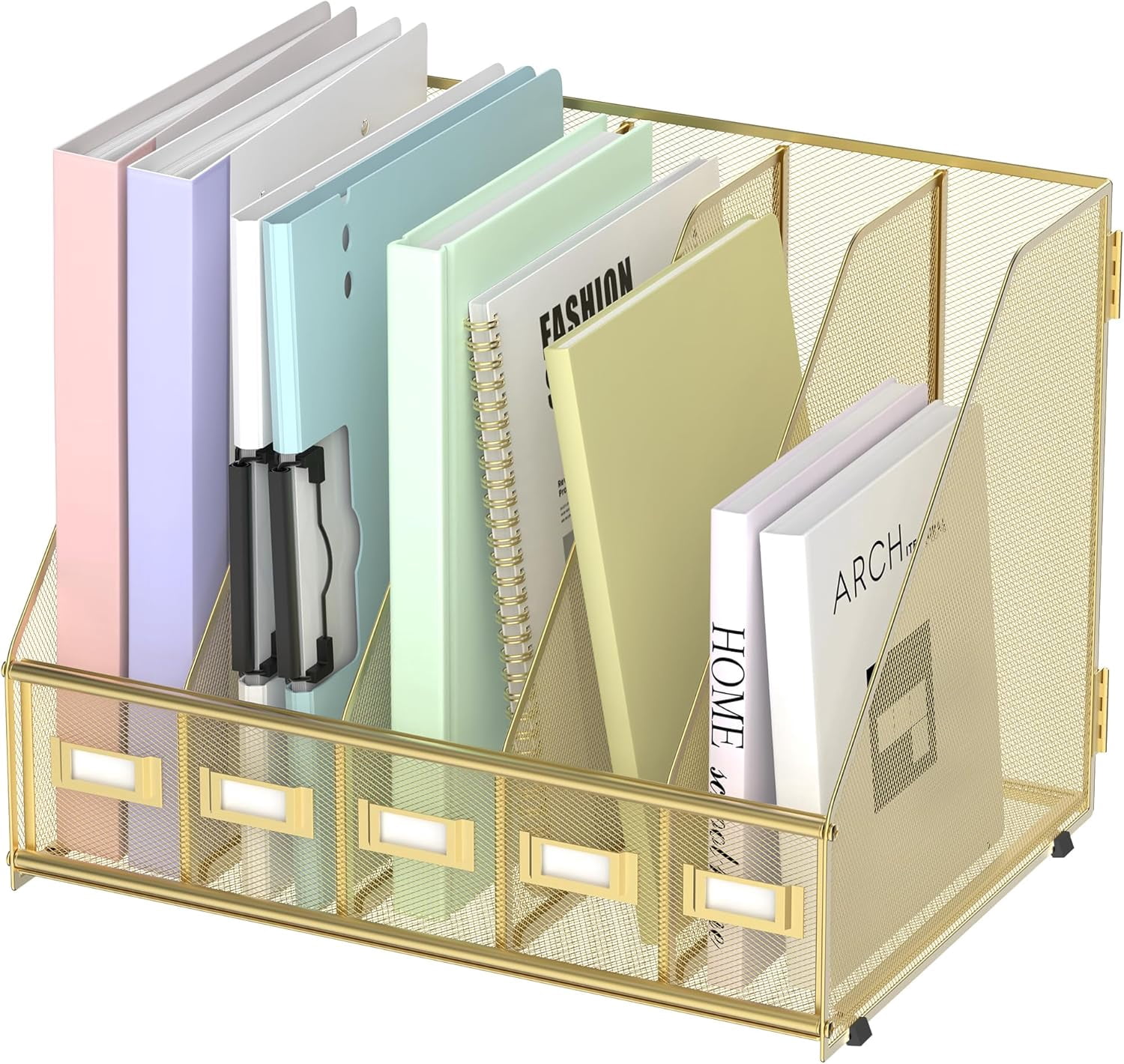 Desktop organizer metal desktop magazine file rack with 5 vertical ...