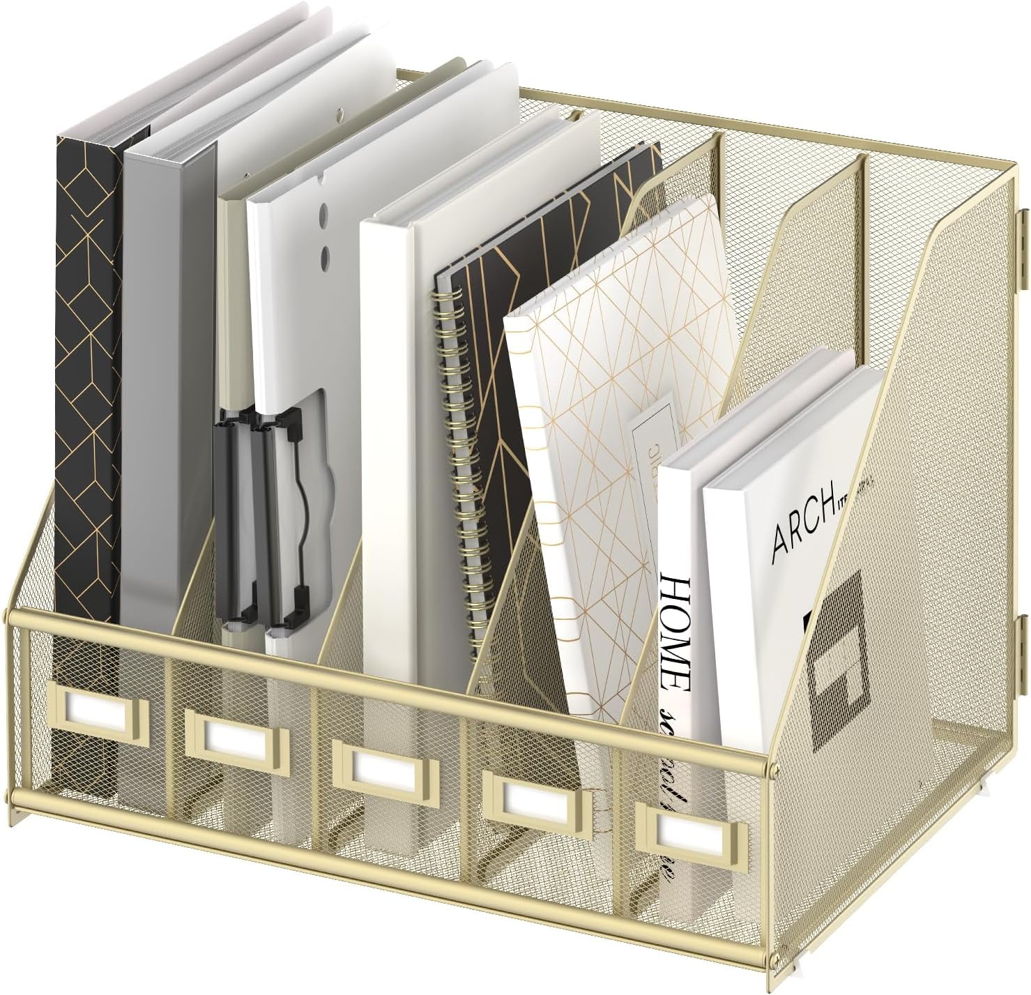 Desktop organizer metal desktop magazine file rack with 5 vertical ...