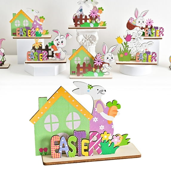 Desktop ornament,Easter Wooden Bunny Standing Tabletop Ornament Sign ...