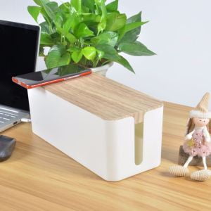 Desktop plastic power cord socket protection box wood grain ...