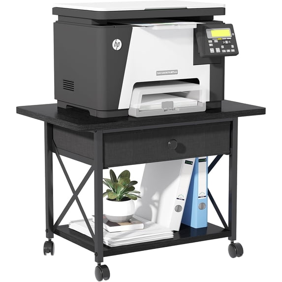 Desktop printer stand with large drawers, under table storage with ...