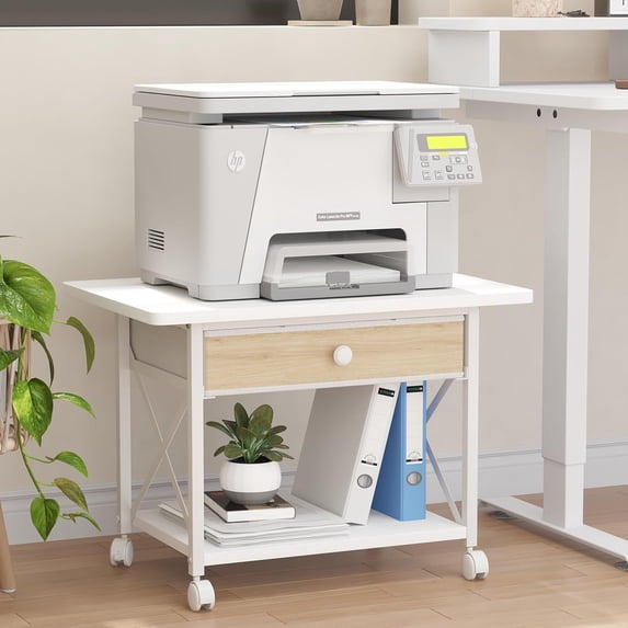 Desktop printer stand with large drawers, under table storage with ...