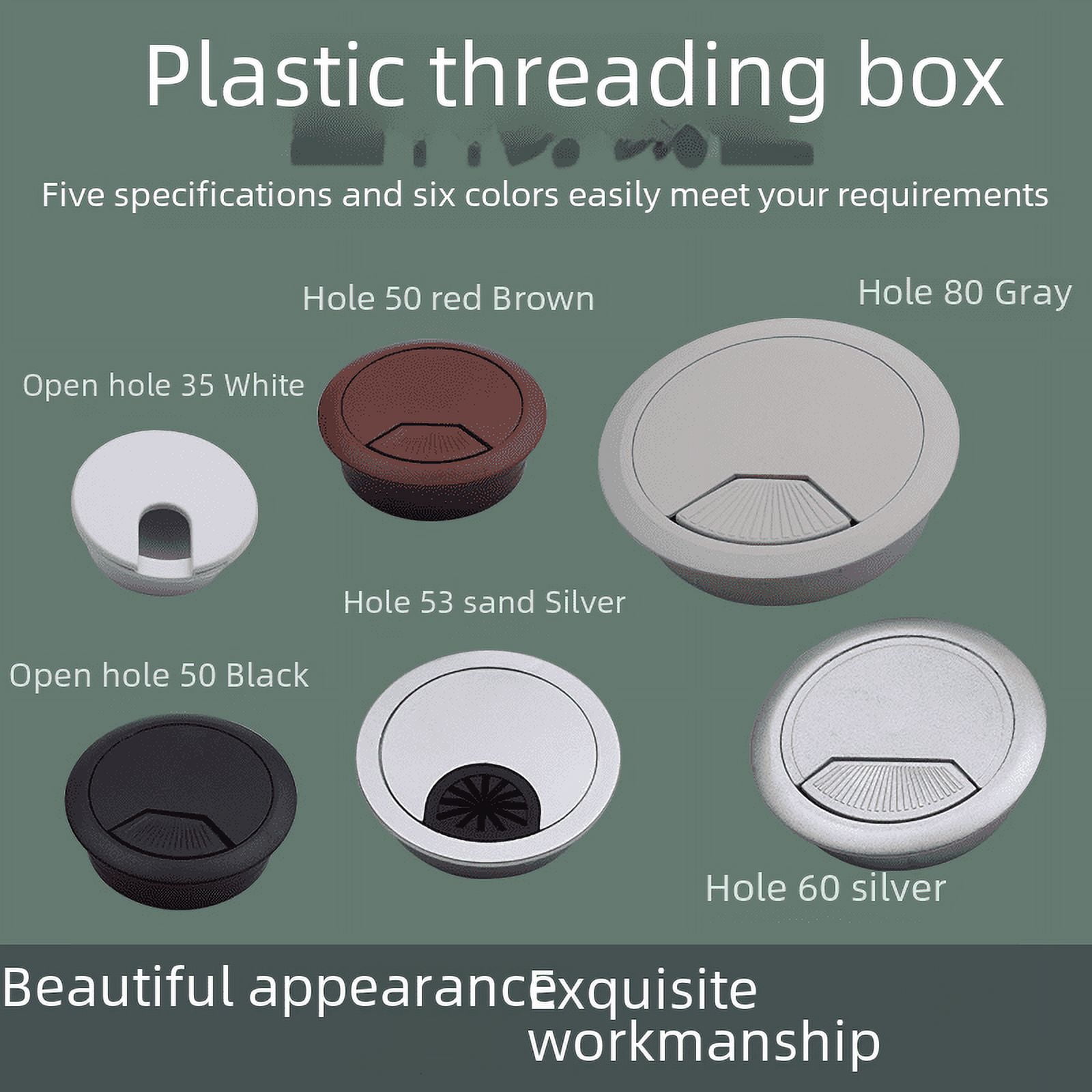 Desktop wire hole cover computer table desktop threading box wood grain ...