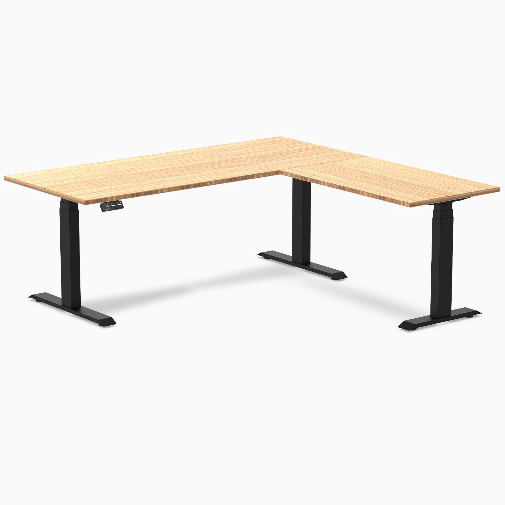 Desky Bamboo L-Shape Sit Stand Desk - Bamboo / 72 X 30 X 70 X 24 Inches ...