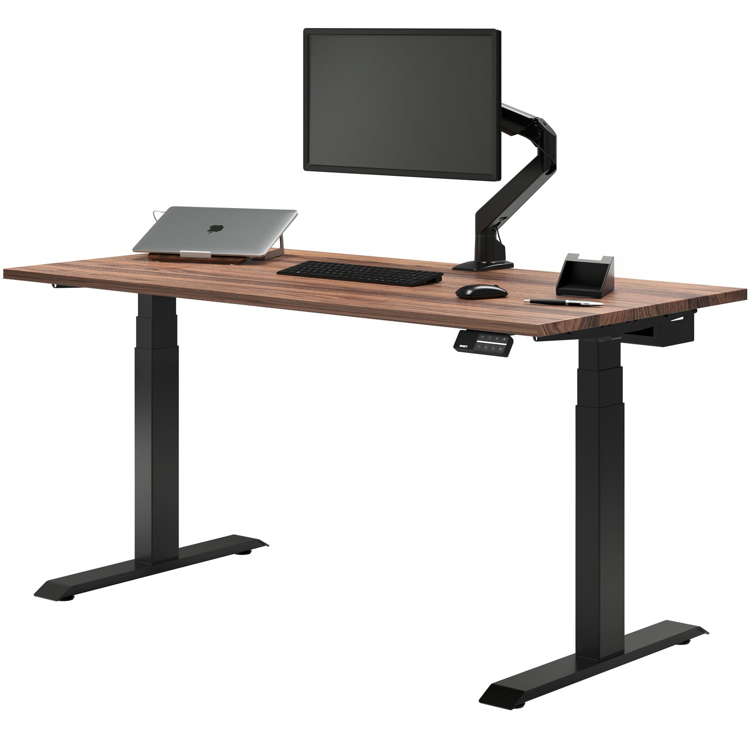 Desky Dual Hardwood Sit Stand Desk - Walnut / 60 X 30 Inches / Matte ...