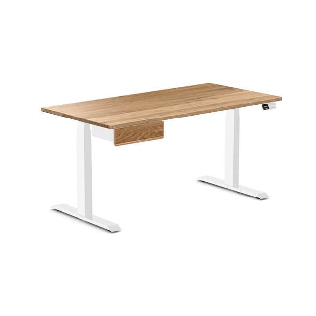 Desky Dual Hardwood Standing Desk With Drawer - White Oak / 60 X 30 ...