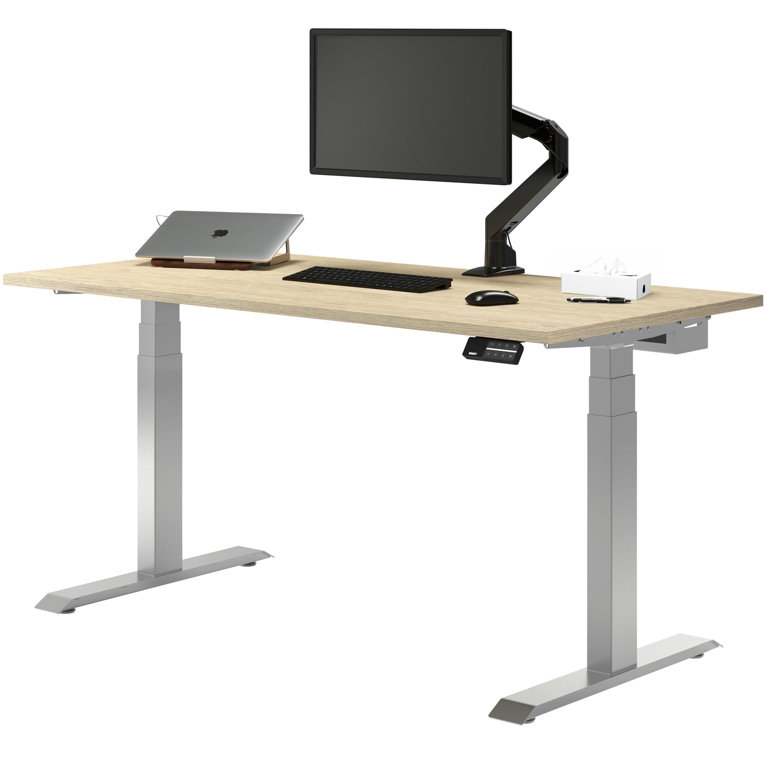 Desky Dual Laminate Sit Stand Desk - Classic Oak / 47.2 X 29.5 Inches ...