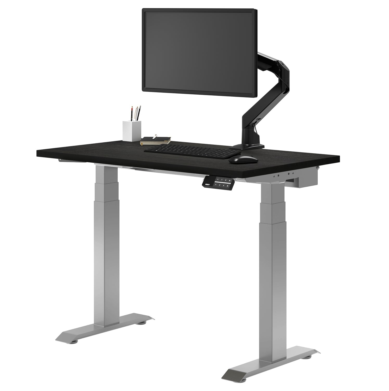 Desky Dual Mini Bamboo Sit Stand Desk - Dark Bamboo / 32" X 20" / Gray ...