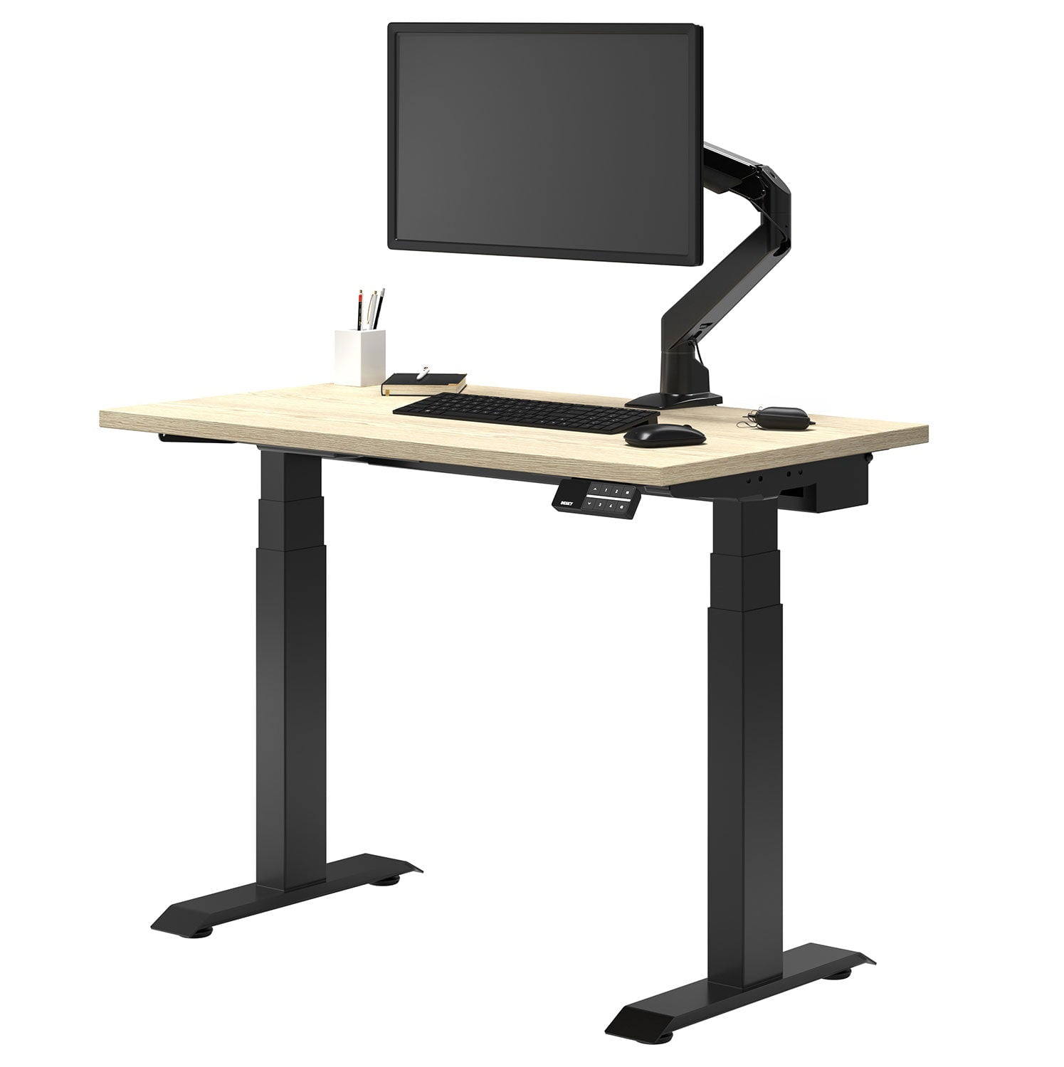 Desky Dual Mini Sit Stand Desk - Classic Oak / 32" X 20" / Matte Black ...