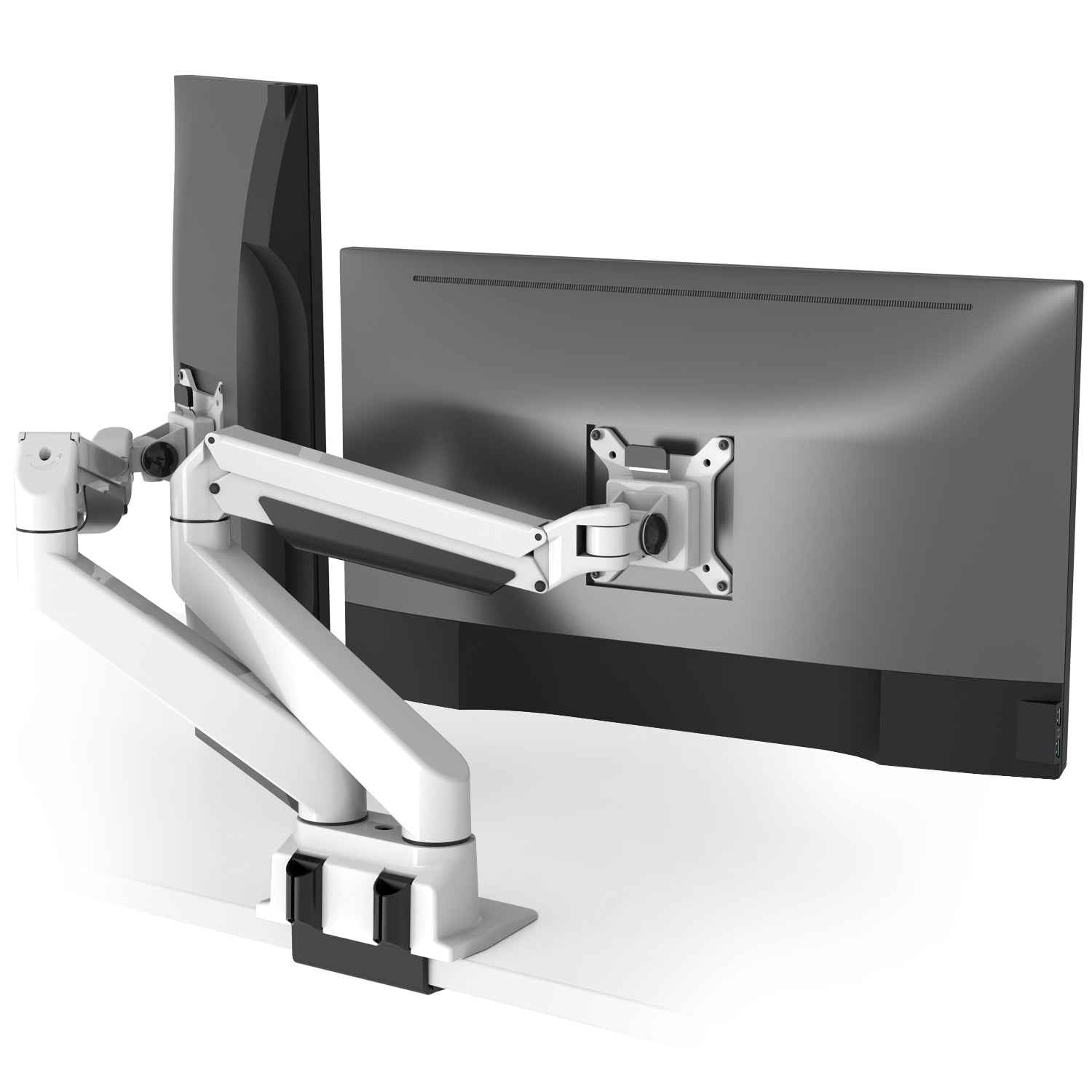 Desky Dual Monitor Arm - White - Walmart.com