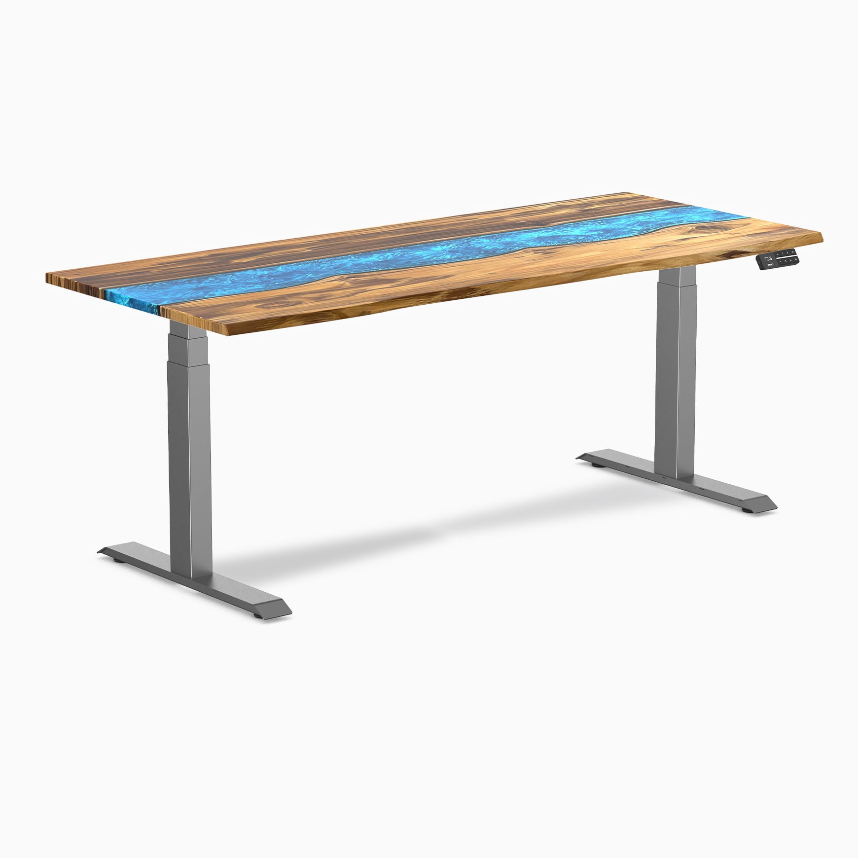 Desky Dual Resin Hardwood Sit Stand Desk - Teak Blue River / 72 X 30 ...