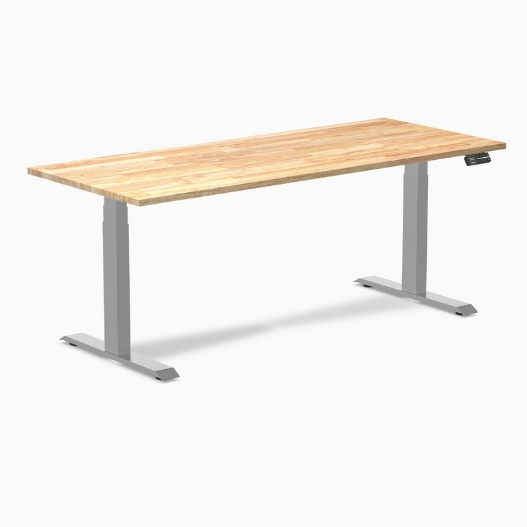 Desky Dual Rubberwood Sit Stand Desk Natural Timber 72 X 30 Inches Gray Walmart