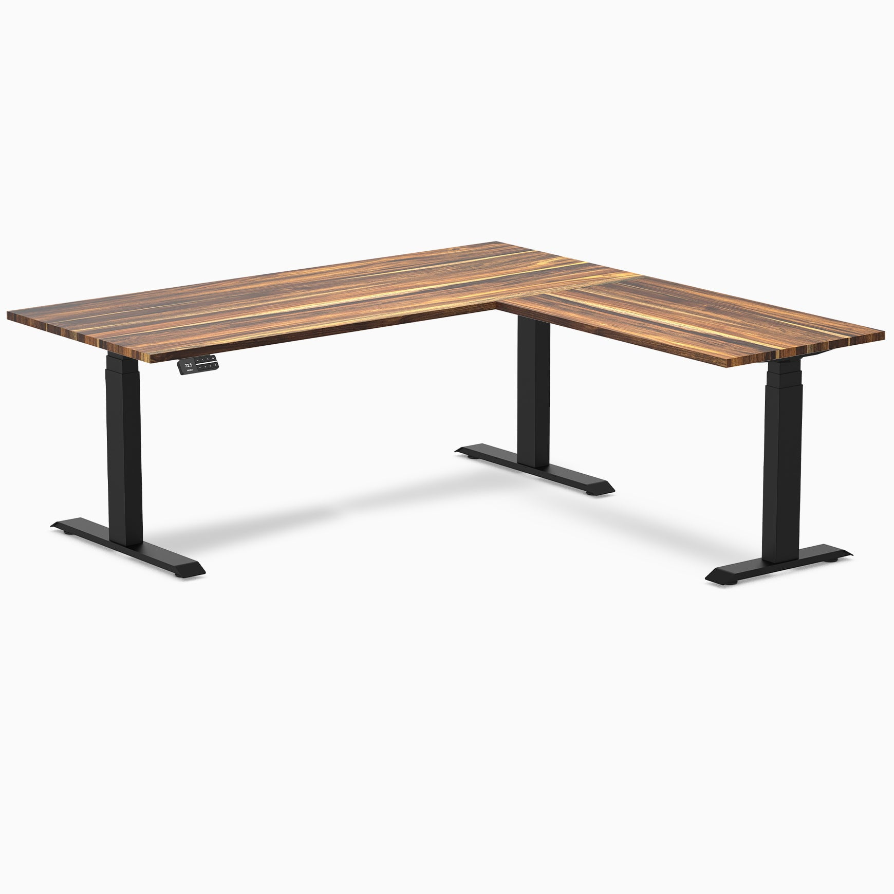 Desky Hardwood L-Shape Sit Stand Desk - Pheasantwood / 72 X 30 X 70 X ...