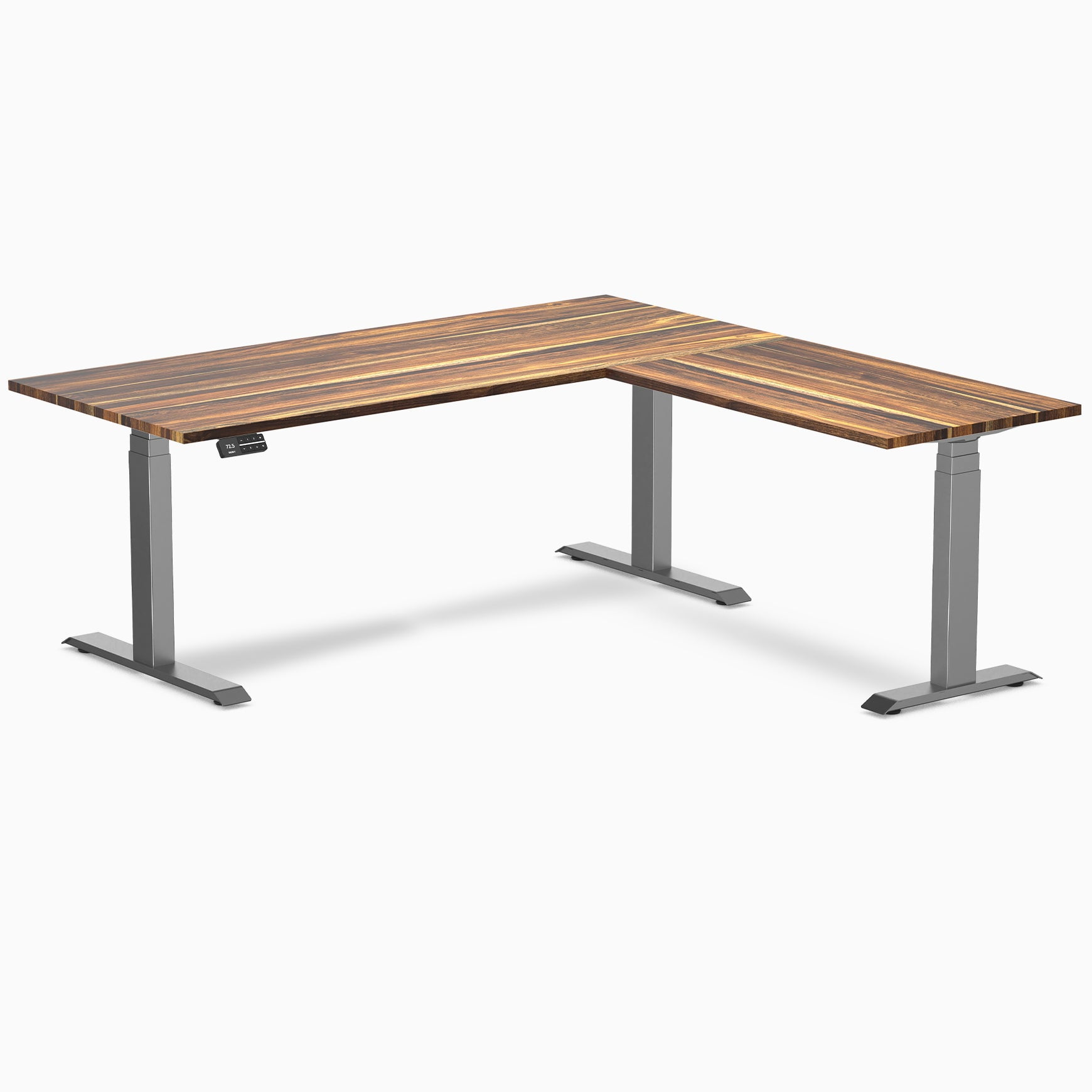 Desky Hardwood L-Shape Sit Stand Desk - Pheasantwood / 72 X 30 X 70 X ...