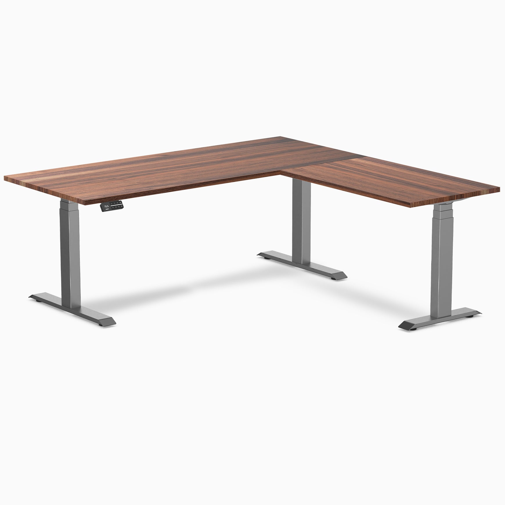 Desky Hardwood L-Shape Sit Stand Desk - Walnut / 72 X 30 X 70 X 24 ...