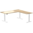 Desky Hardwood L-Shape Sit Stand Desk - White Ash / 72 X 30 X 70 X 24 ...